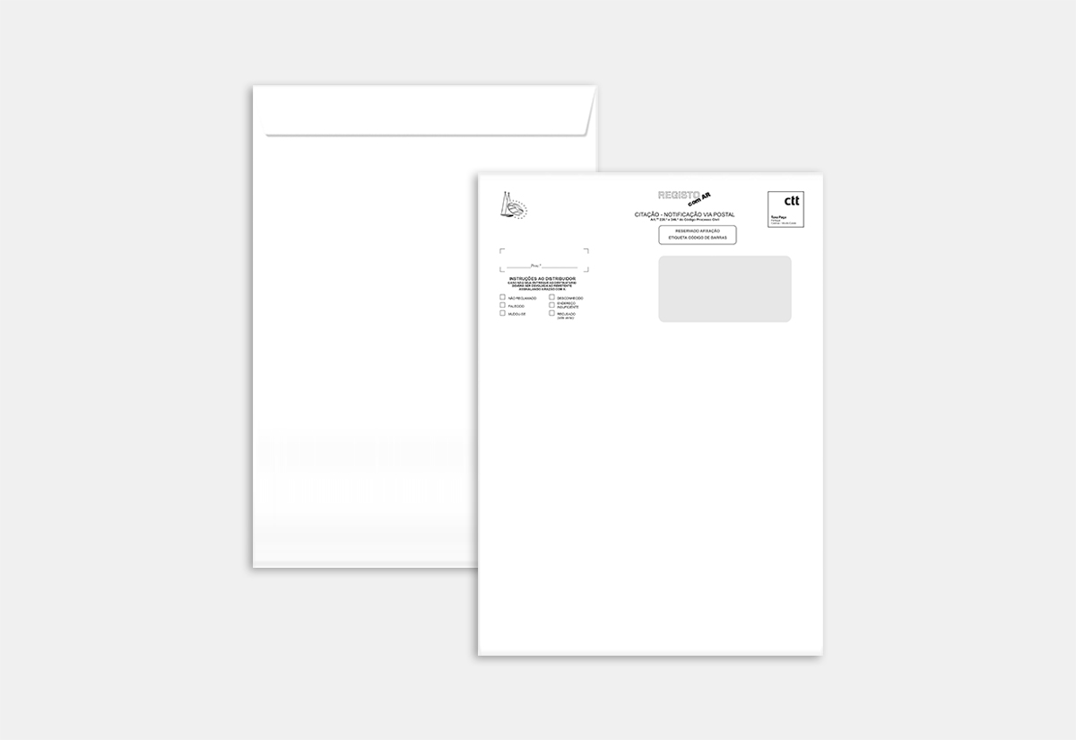 Envelope B4 janela - M. Ferreira & Costa - Comunicação + Artes Gráficas